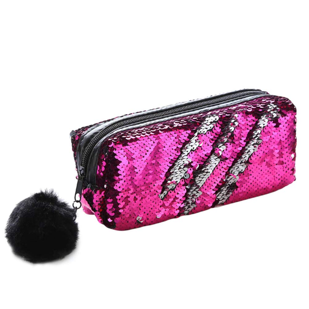Fancyku Fashion Reversible Mermaid Sequin Hairball Pencil Case Cute ...