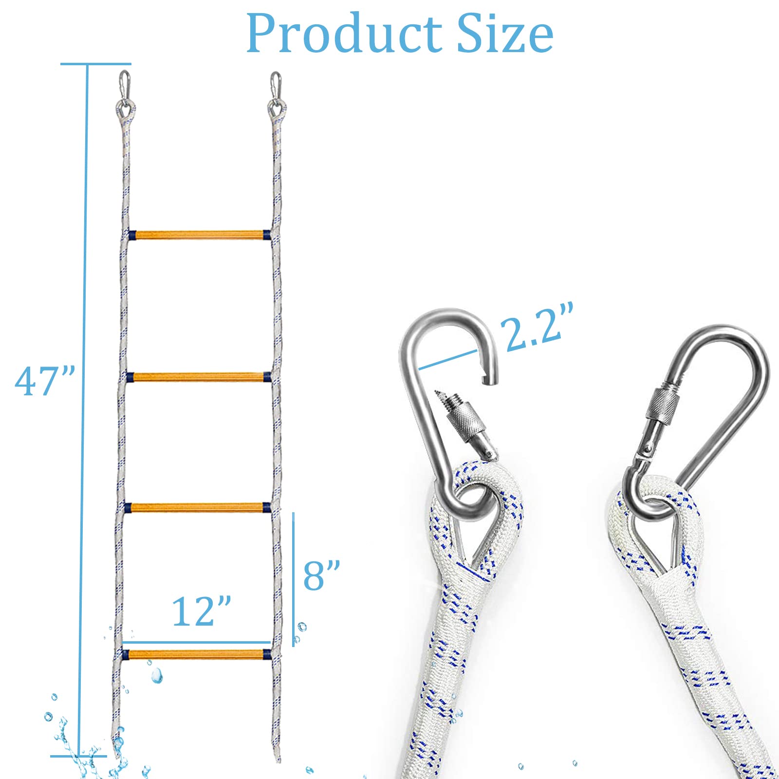 Snapklik.com : 4 Steps Boat Rope Ladder, Portable Outdoor Climbing Rope ...
