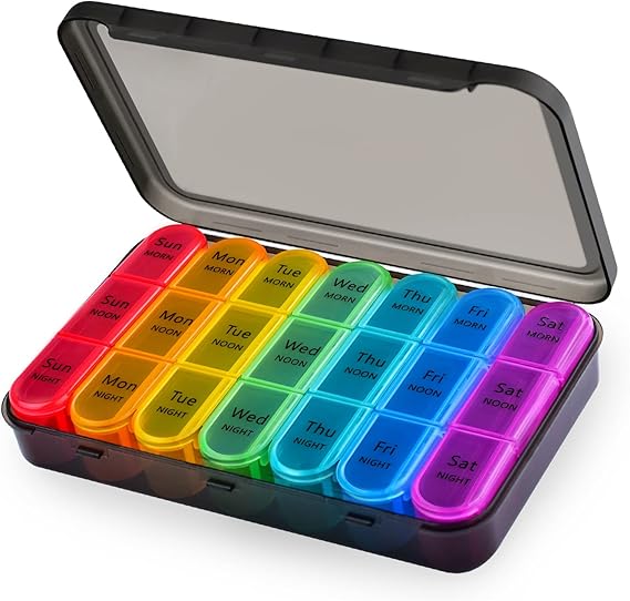 7 day Pill Box Organiser 3 Times Daily Medicine Storage Box,Cruxer Week ...