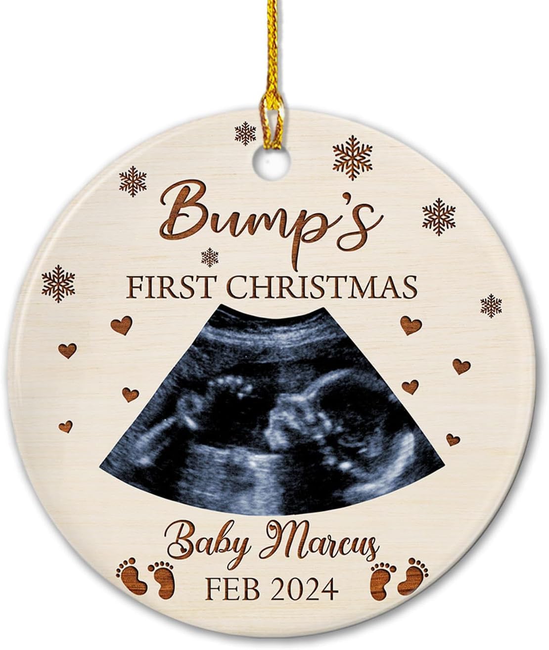 Amazon.com: Personalized Bump's First Christmas Ceramic Ornament with ...