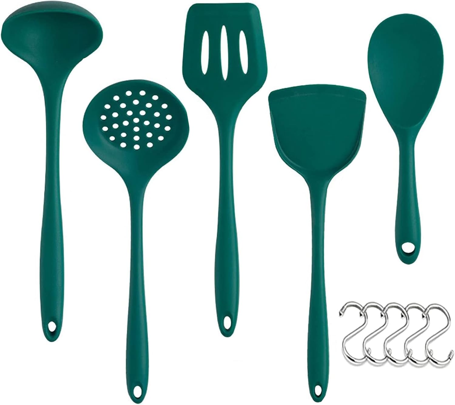 Utensili Cucina Set,10 Pezzi Verde Scuro Utensili Cucina Silicone Set ...