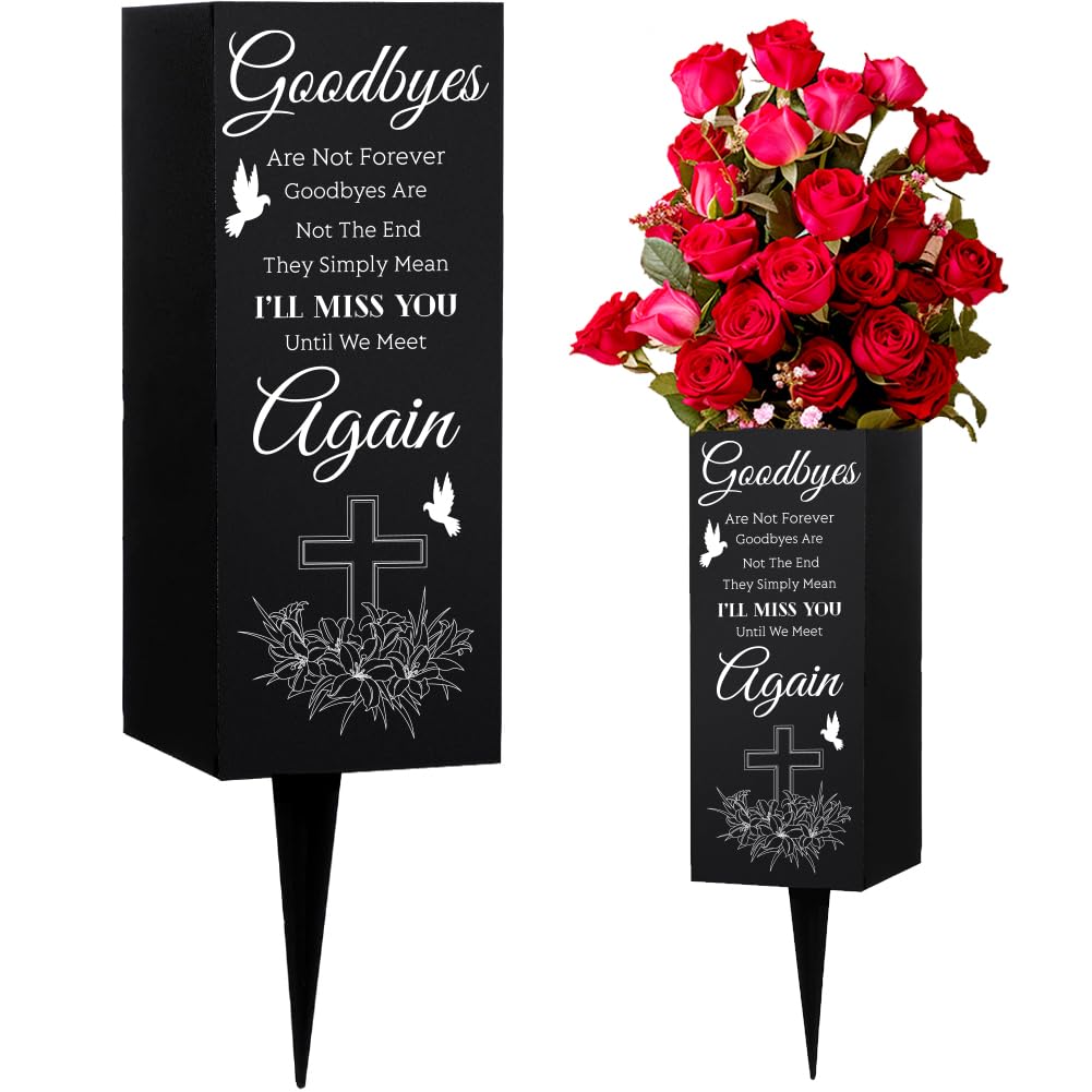 Amazon.com: WEBEEDY Cemetery Vases Metal Cemetery Vases Flower Holder ...