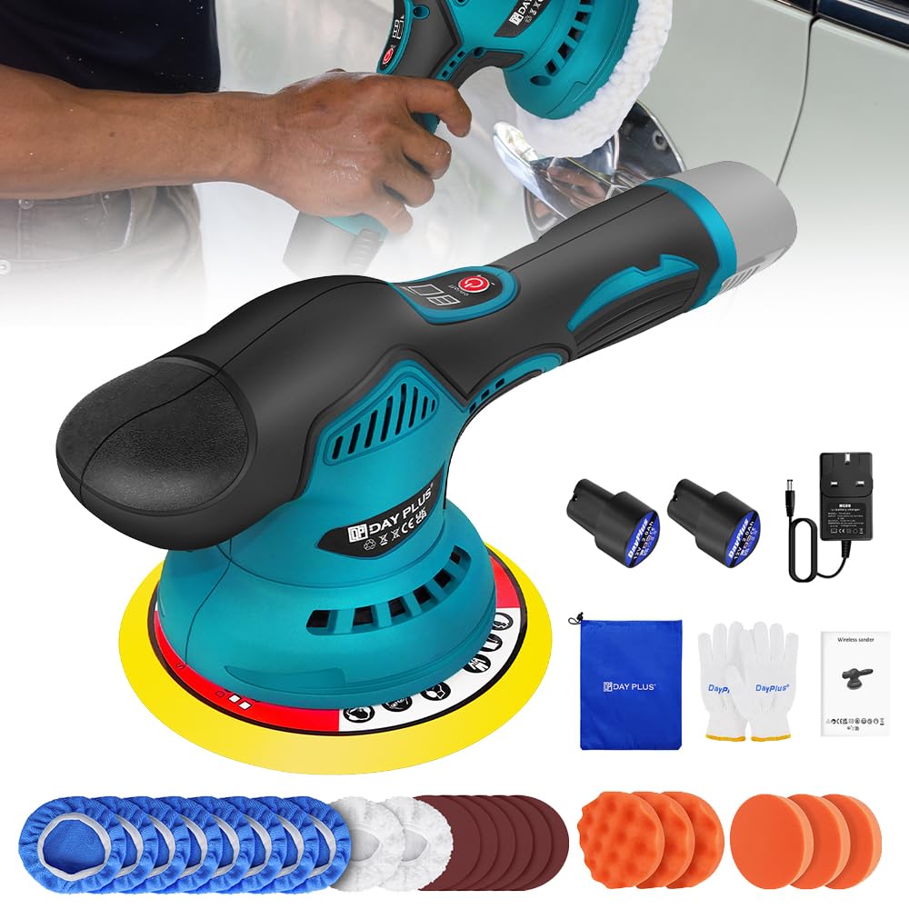 Cordless Buffer Polisher, 12V Polisher Kit with 2 Li-ion Batteries, 8 ...