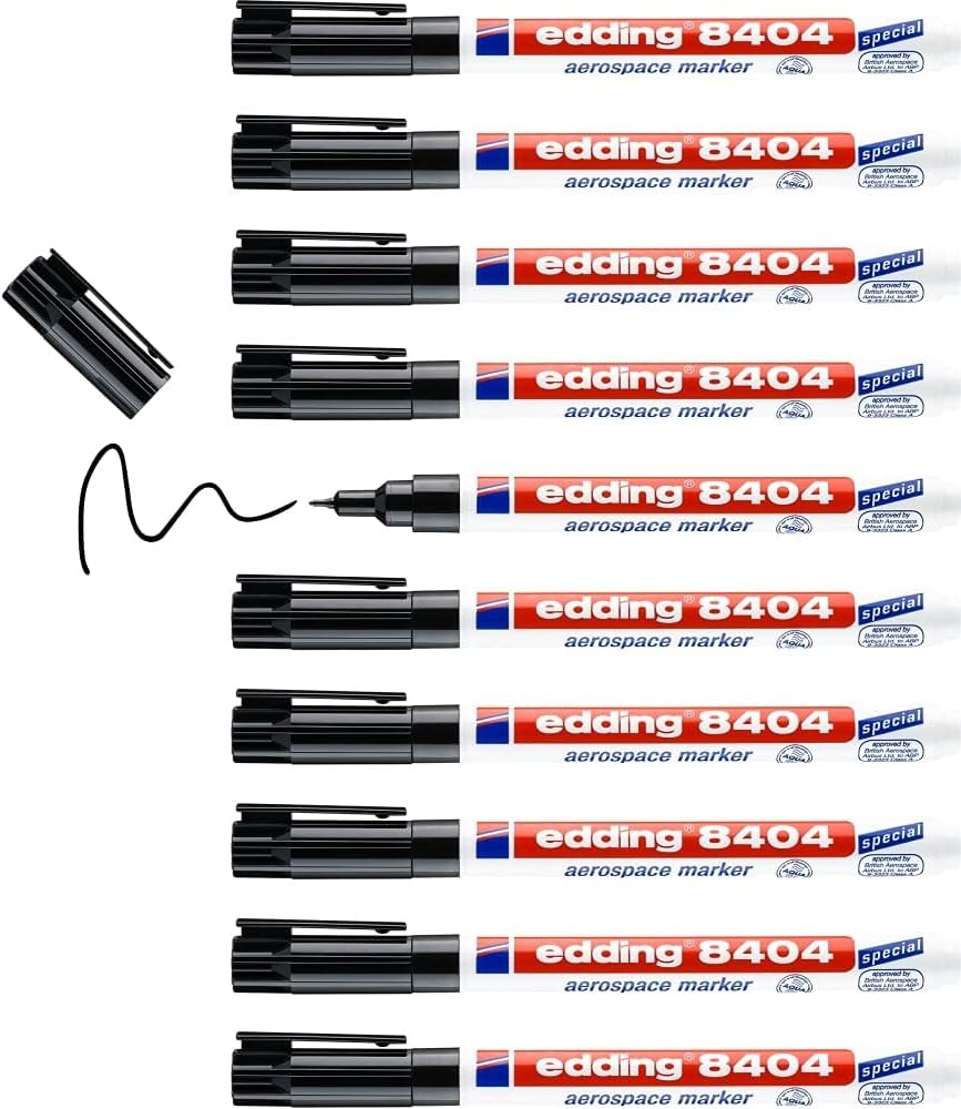 edding 8404 aerospace marker - black - 10 pens - round nib 0.75 mm ...