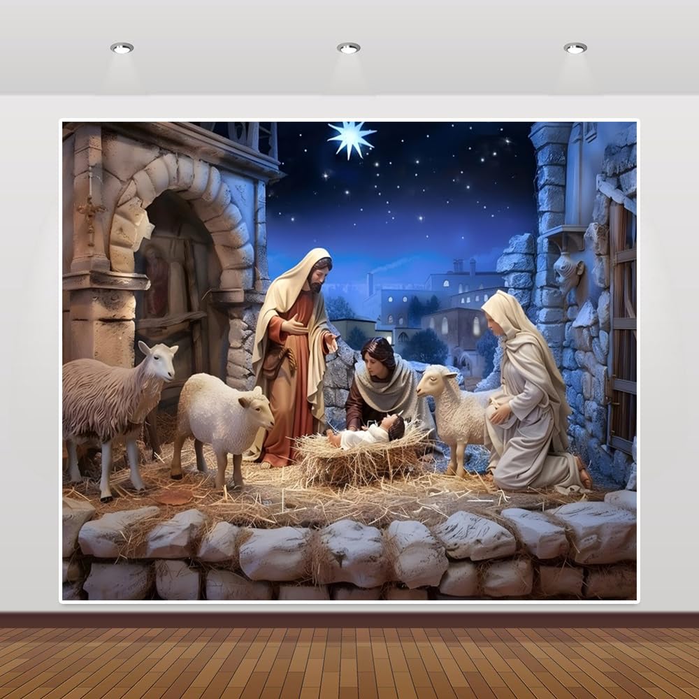 Amazon.com : Christmas Nativity Backdrops for Photoshoot Birth of Jesus ...