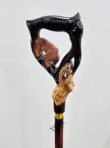 Amazon.com: Walking Stick Cane Nature Oak Unique Designer Goat and Bear ...