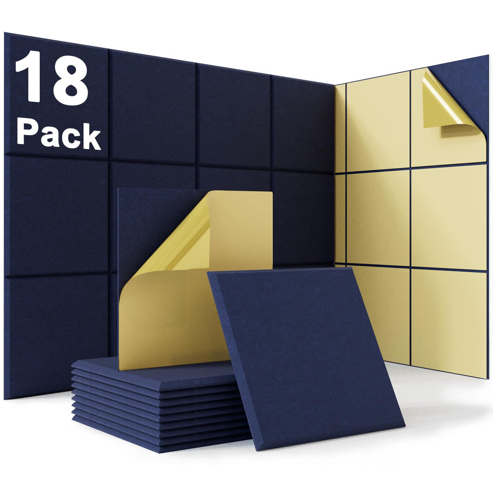 Snapklik.com : 18 Pack Dark Blue Acoustic Panels 12"X12"X 04"Soundproof ...