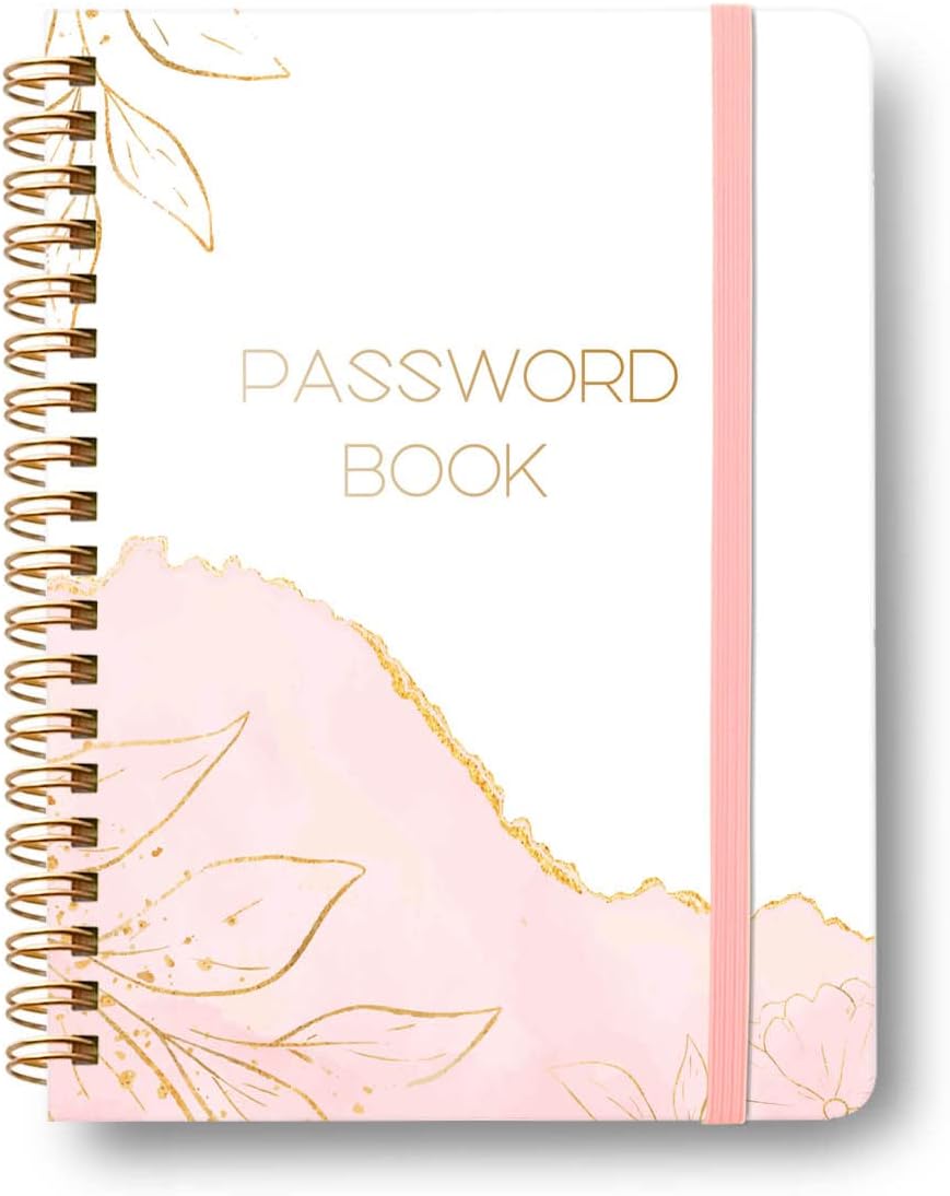 Password Book with Alphabetical Tabs - Spiral Password Notebook for ...