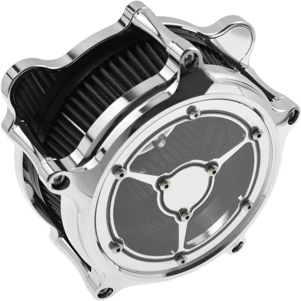Amazon.com: HDBUBALUS Chrome CNC Aluminum Air Cleaner Intake Air Filter ...