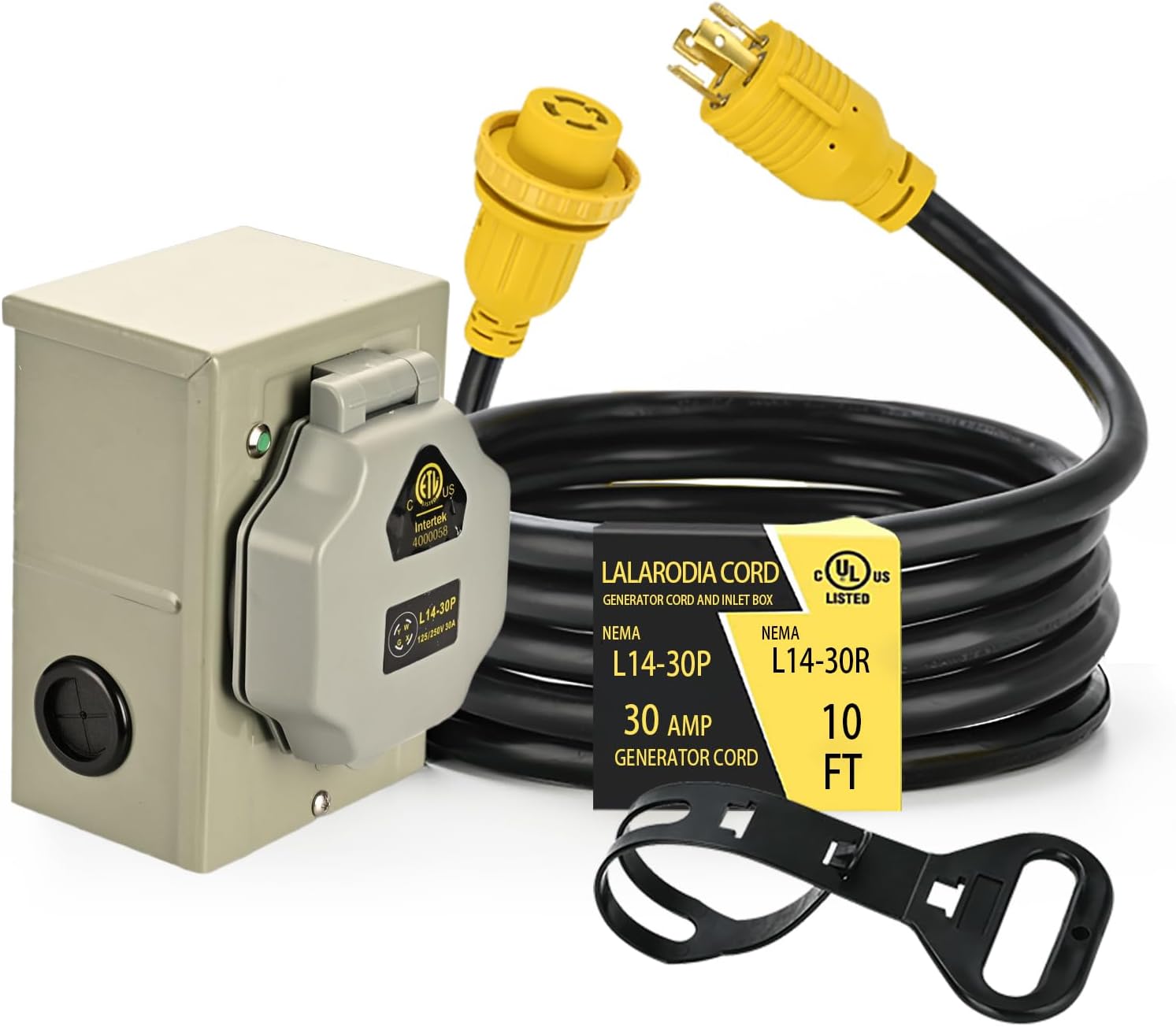 Amazon.com: 30 Amp 4 Prong 10FT Generator Extension Cord and Inlet Box ...