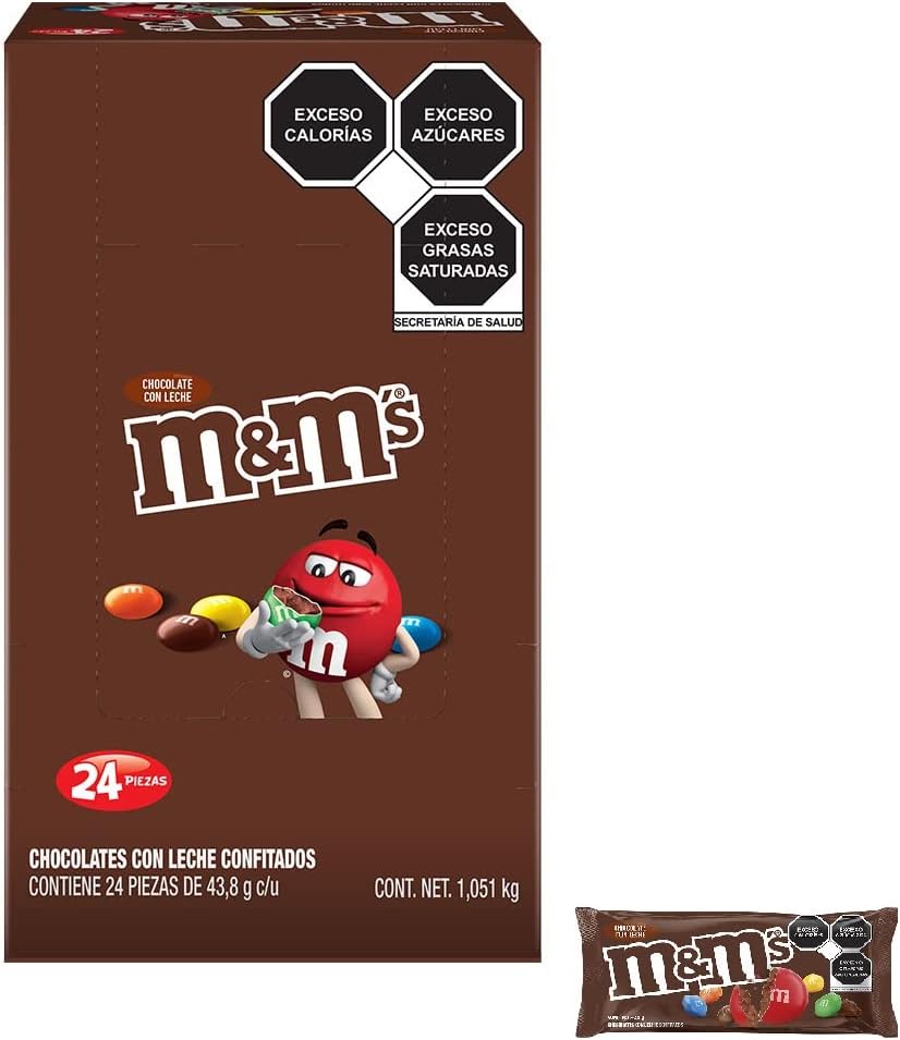 M&Ms Chocolate24 Pack Chocolate con Leche, 43.8g c/u. 1kg Total : Amazon.com.mx: Alimentos y Bebidas