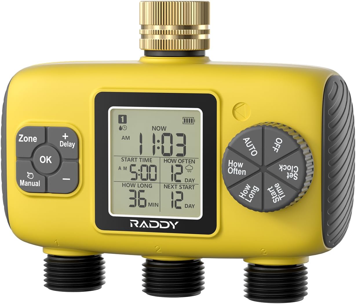 Raddy WS-8 Sprinkler Timer 3 Zone, Smart Water Time auto Irrigation ...