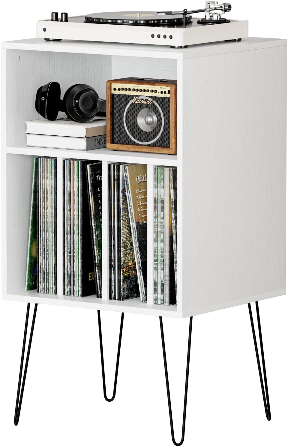 Amazon.com: NUMENN Record Player Stand, Vinyl Record Storage Table with ...