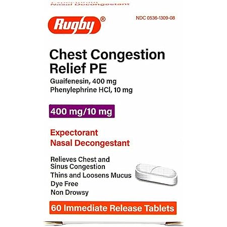 Amazon.com: Rugby Chest Congestion Relief PE Guaifenesin 400 mg ...