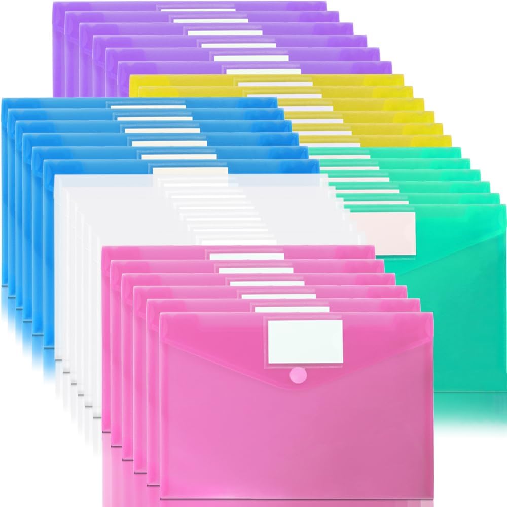 Amazon.com : Vobou 12 Pack Plastic Poly Filing Envelopes, Clear ...