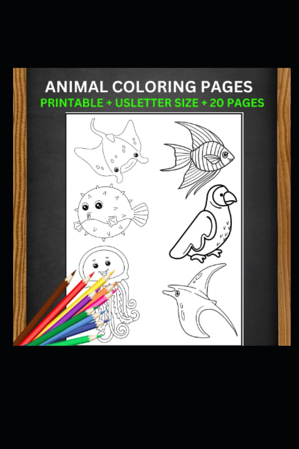 24 Wild Animal Coloring Pages for Kids - Digital Printable Jungle ...