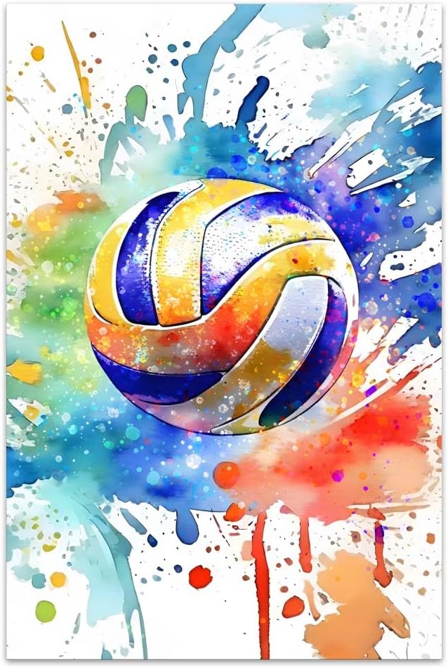 Amazon.com: Bvkilrvc Unframed Canvas Wall Art, Colorful Volleyball ...