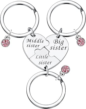 Nfyxcaz 3 Pcs Sister Keychain Sister Matching Keychain Big Sister Gifts ...