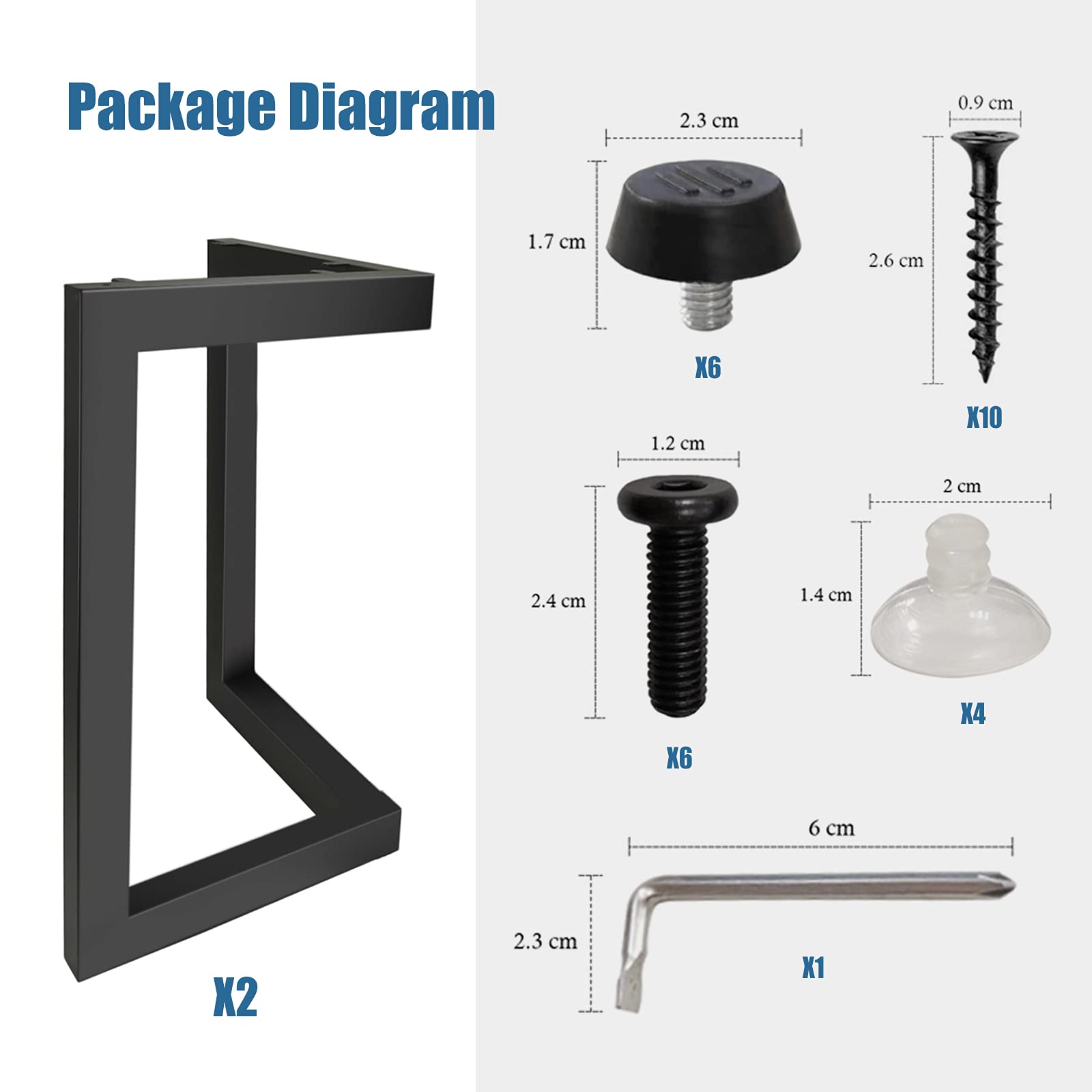 Metal Table Legs Set of 2 Industrial Metal Furniture Legs Heavy Duty ...