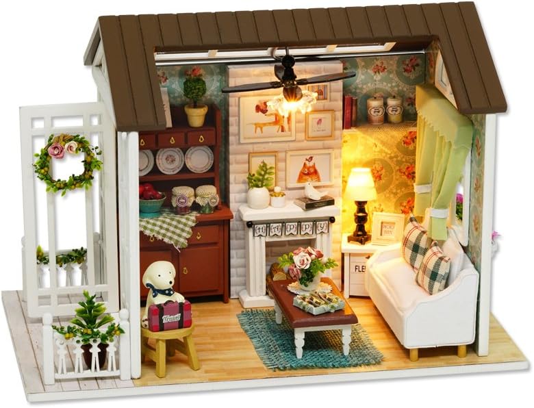 Amazon.com: DIY Miniature Dollhouse Kits - Wooden Mini Model House with ...