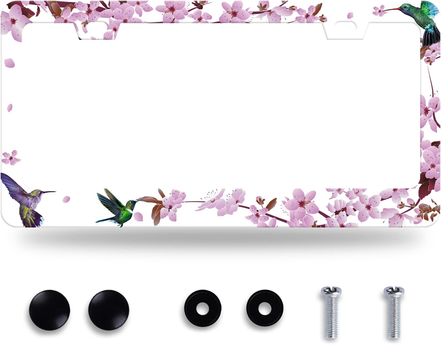 Amazon.com: LOVEJIA Hummingbirds Green License Plate Frame, Flower ...