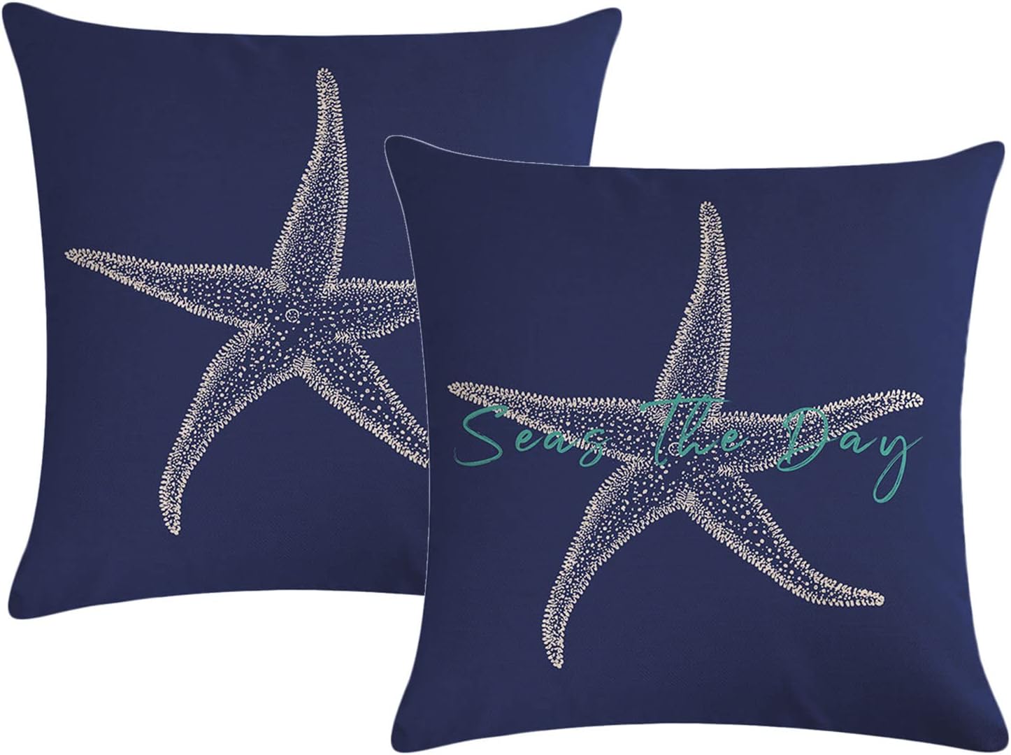 Amazon.com: Set Of 2 Seas The Day Throw Pillow Cover Beach Starfish On ...
