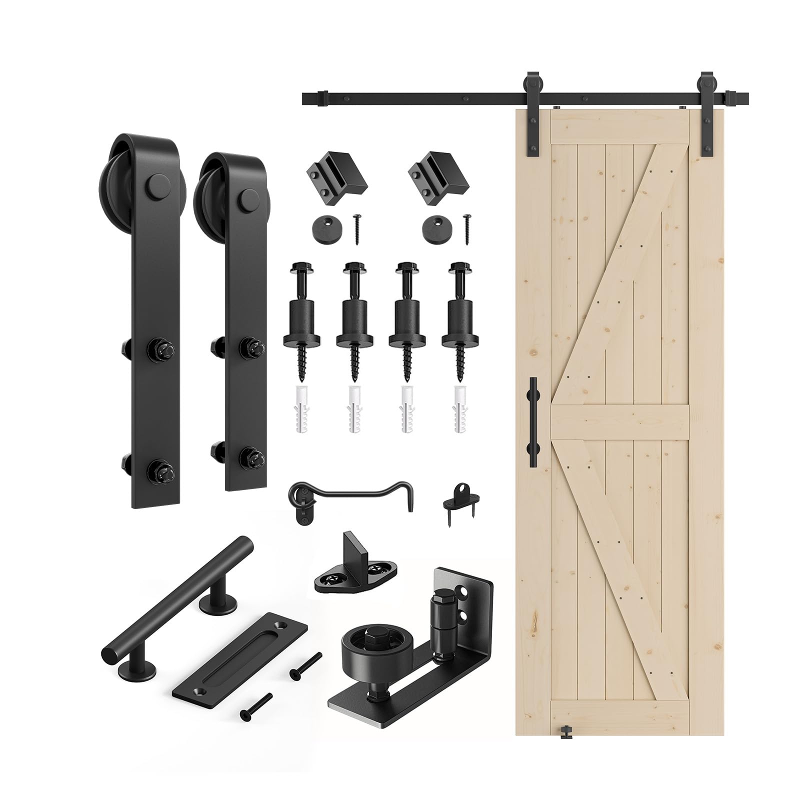 SMARTSTANDARD 28in x 84in Sliding Barn Door with 5ft Barn Door Hardware ...
