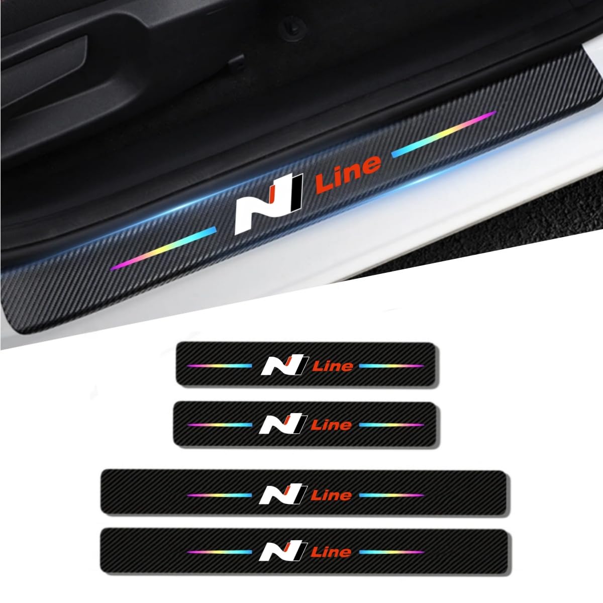 Amazon.com: 4PCS car Door sill Protector Stickers Carbon Fiber Texture ...