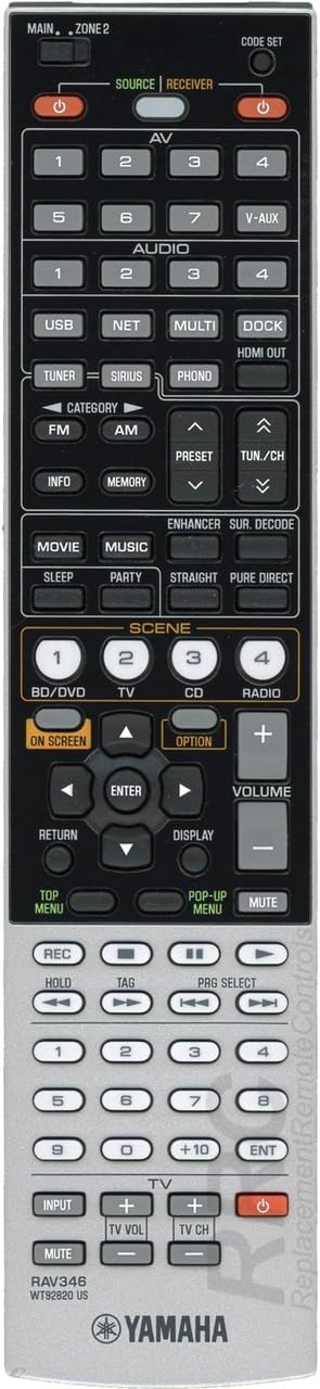 Amazon.com: Yamaha RAX33 Audio/Video Receiver Remote Control for R-S202 ...