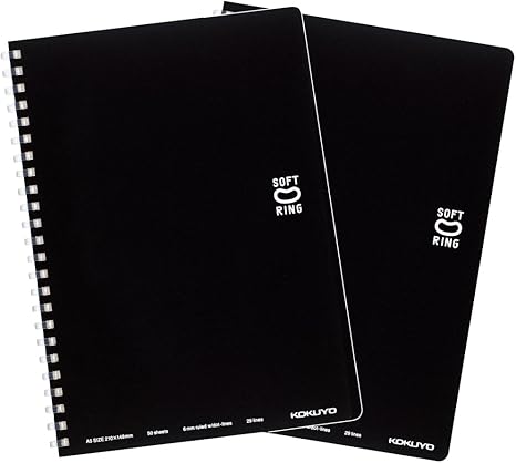 Amazon.com : Kokuyo D Shaped Soft Ring Notebook, 6mm ruled w/dot-lines, 29 Lines, 50 Sheets, A5 ...