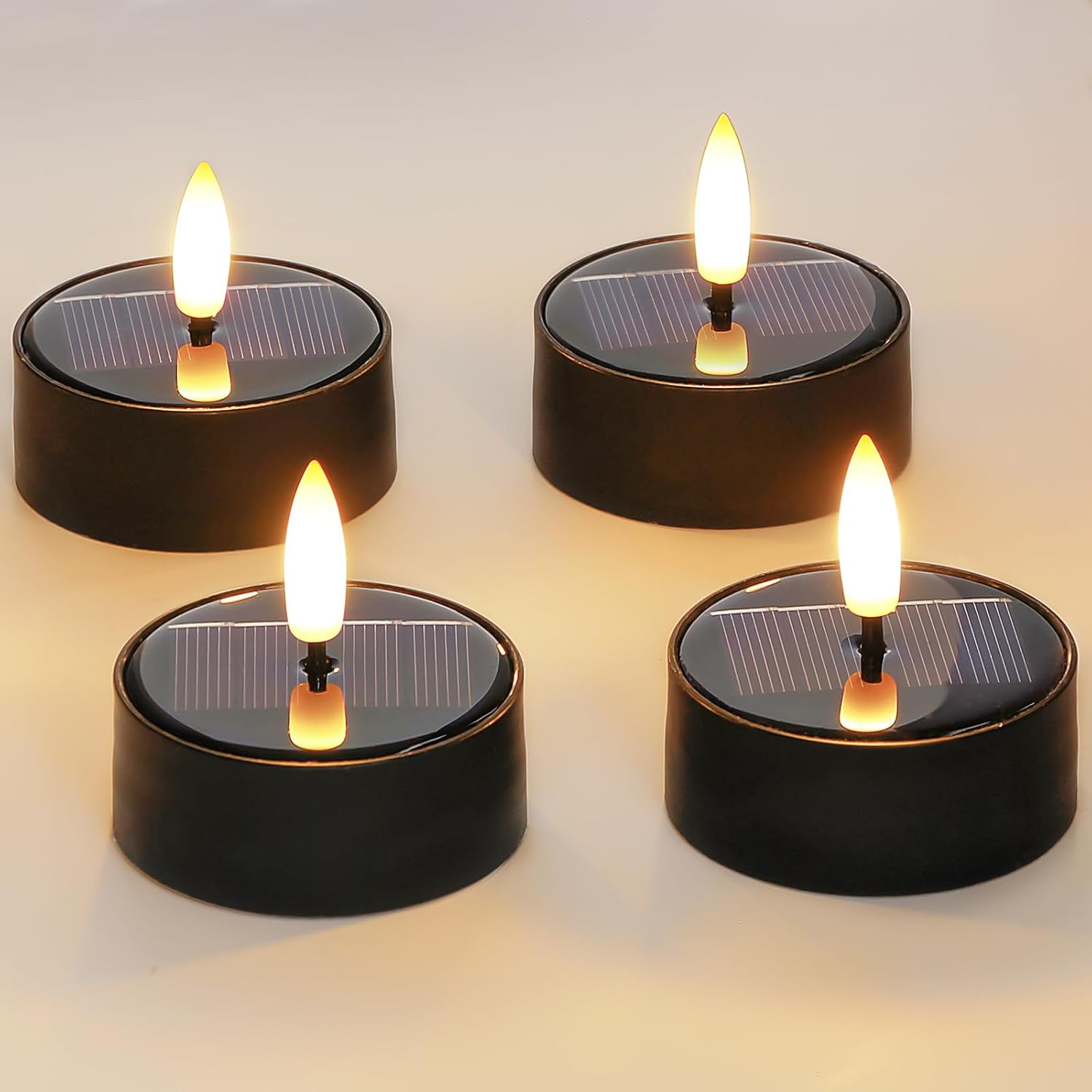 Amazon.com: Zevanor Black Solar Waterproof Tea Light Flameless Candles ...