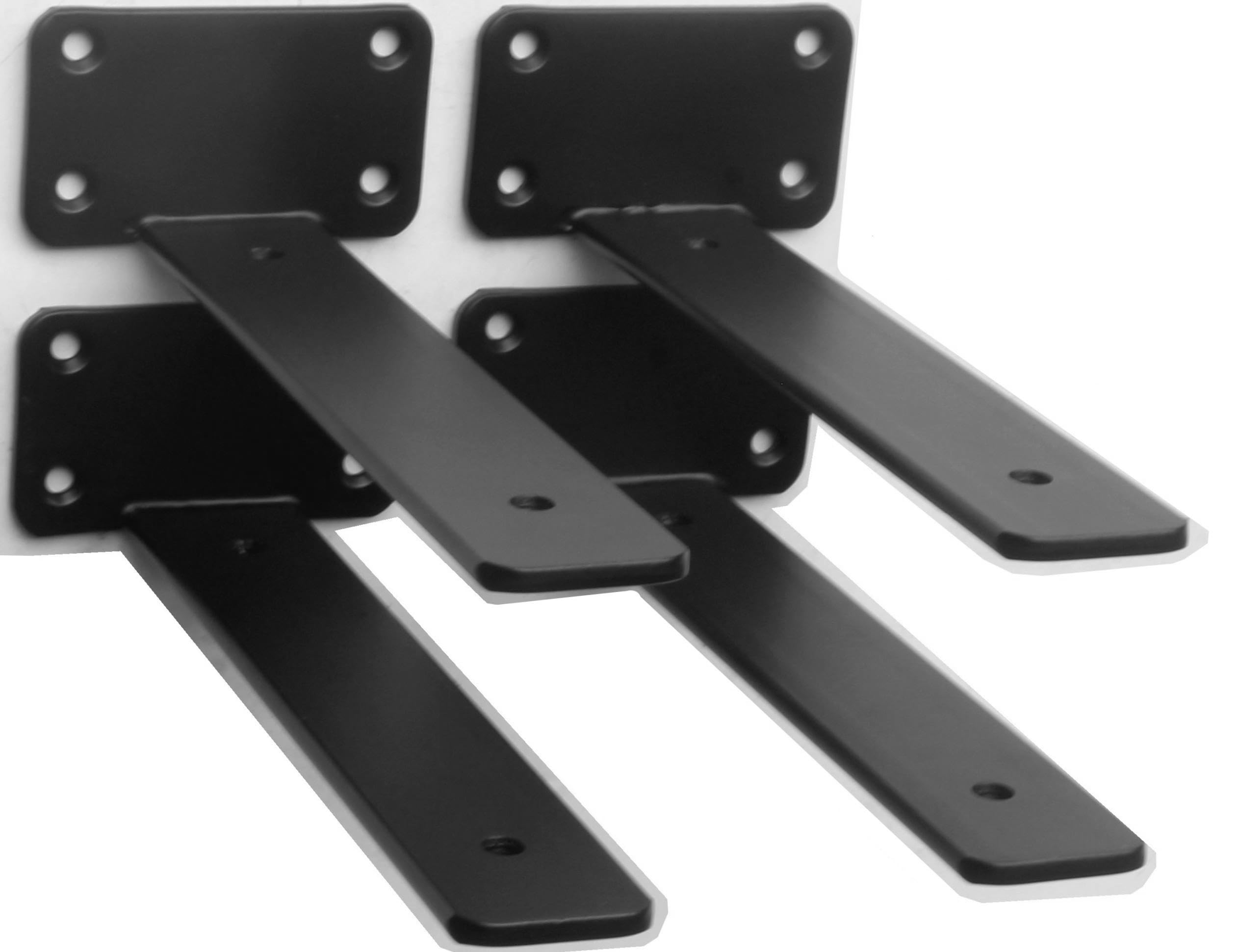 4 Pack - 8 inch Black Hidden L Shelf Bracket (1/5 Inch Thicked) Iron ...
