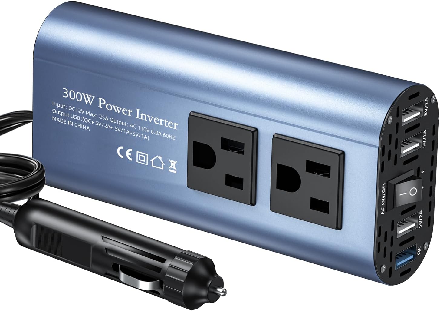 Amazon.com: SUNWHEEL 300W Power Inverter DC 12V to 110V AC Car Inverter with 25W Quick Charge, 6 ...