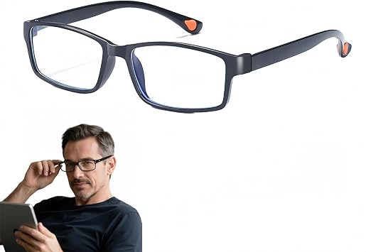 Reading Glasses +4.0 Strength,Black Frame Blue Light Blocking Glasses ...