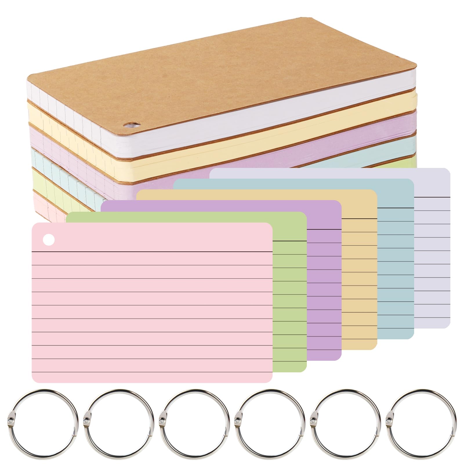 zmybcpack 360 PCS 4x6 Inch Ruled Index Cards, Colorful Lined Revision ...