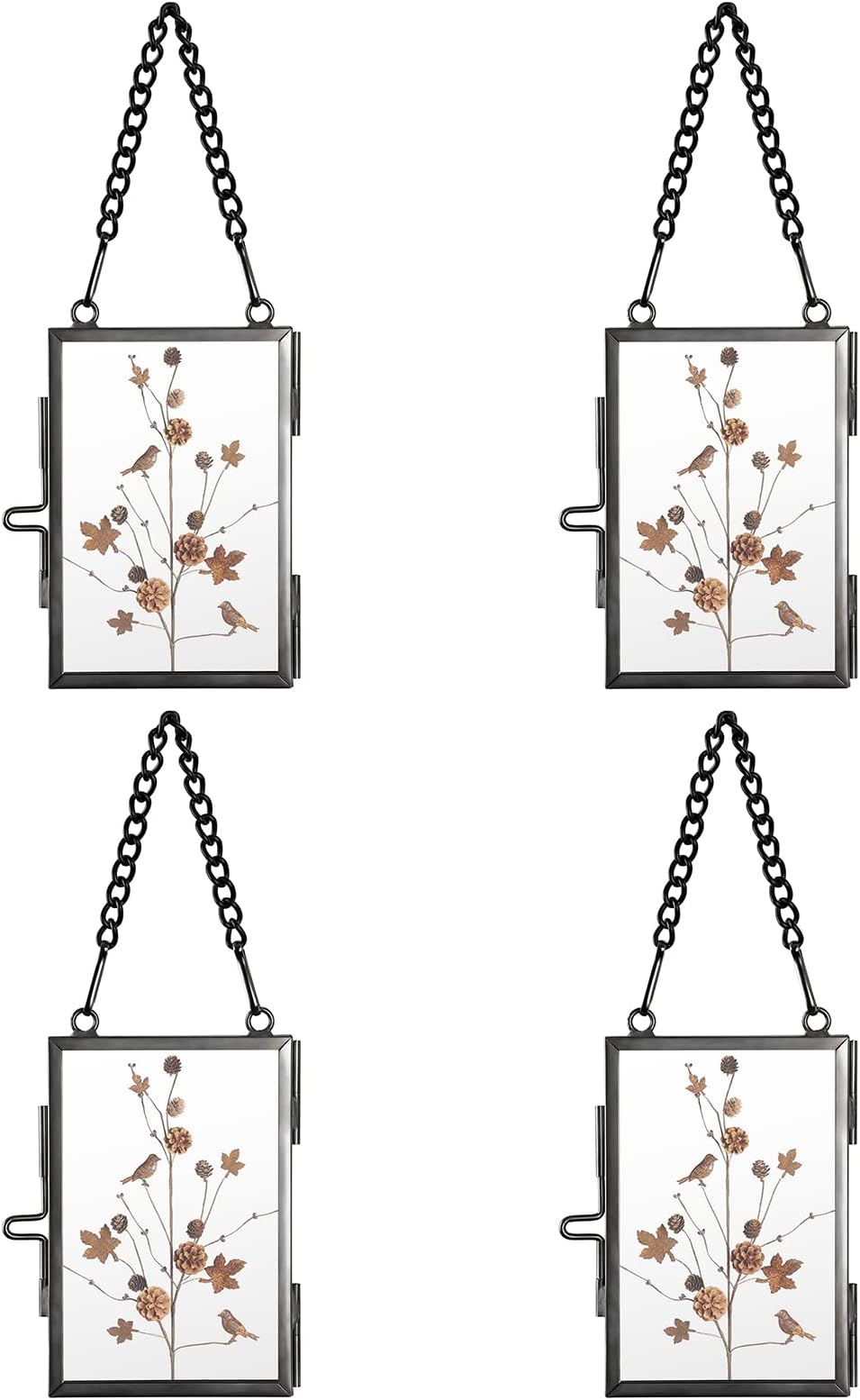 SUMTree Set of 4 Black Glass Mini Hanging Photo Picture Display Frame ...