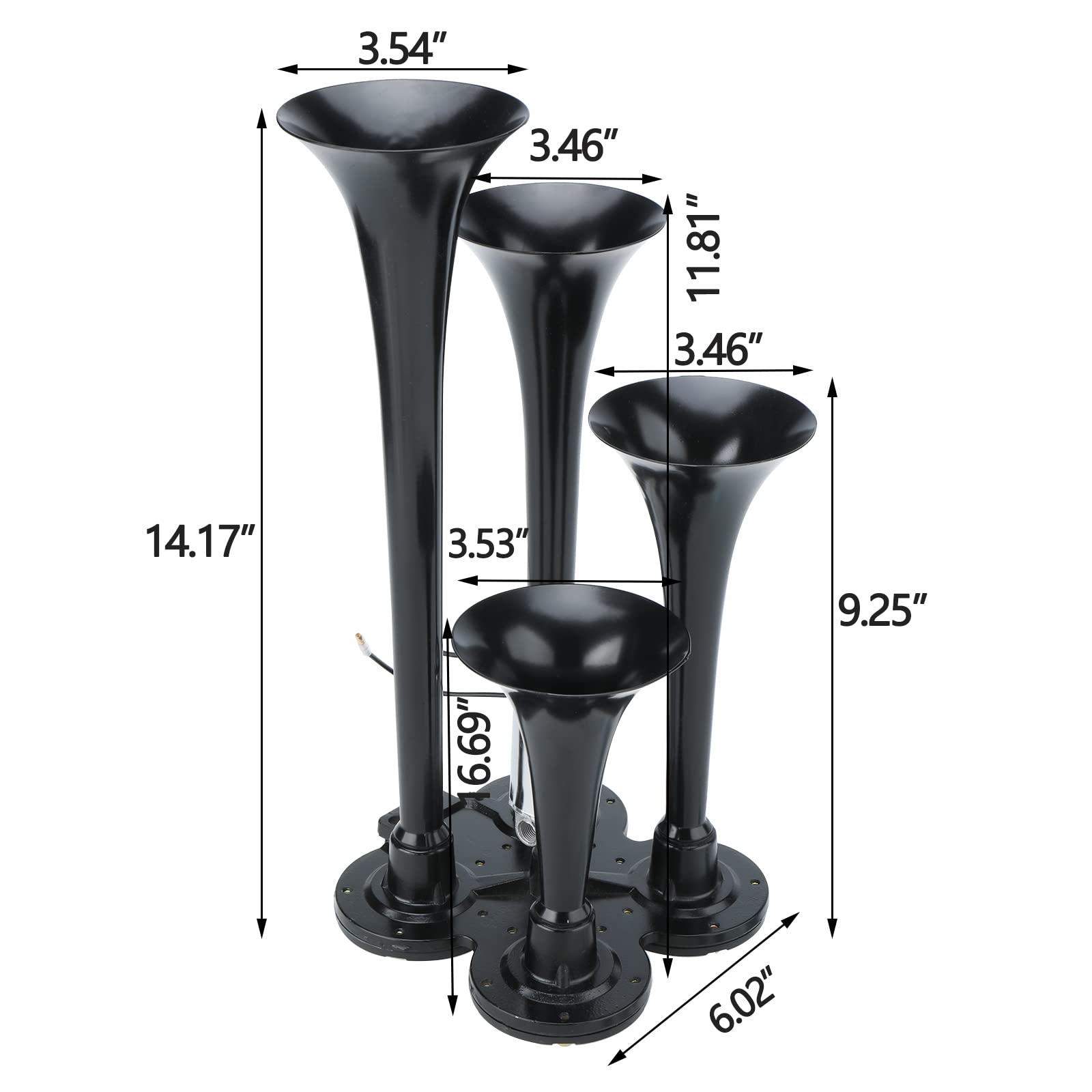 150DB 4 Trumpet Air Horn For Trucks And Cars 12V/24V NovelBee 150DB Air ...