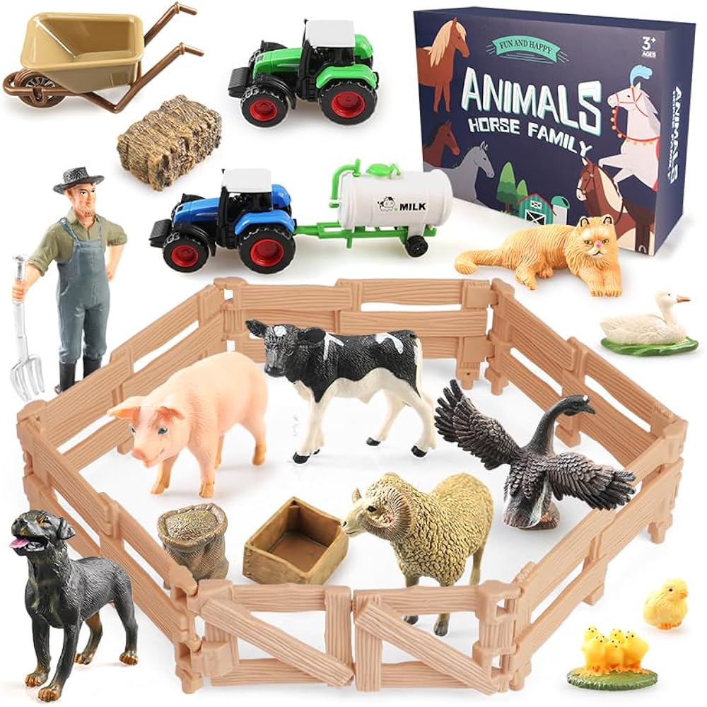 $5/mo - Finance Yilingchild Farm Animals,Toy Tractor with Animal ...