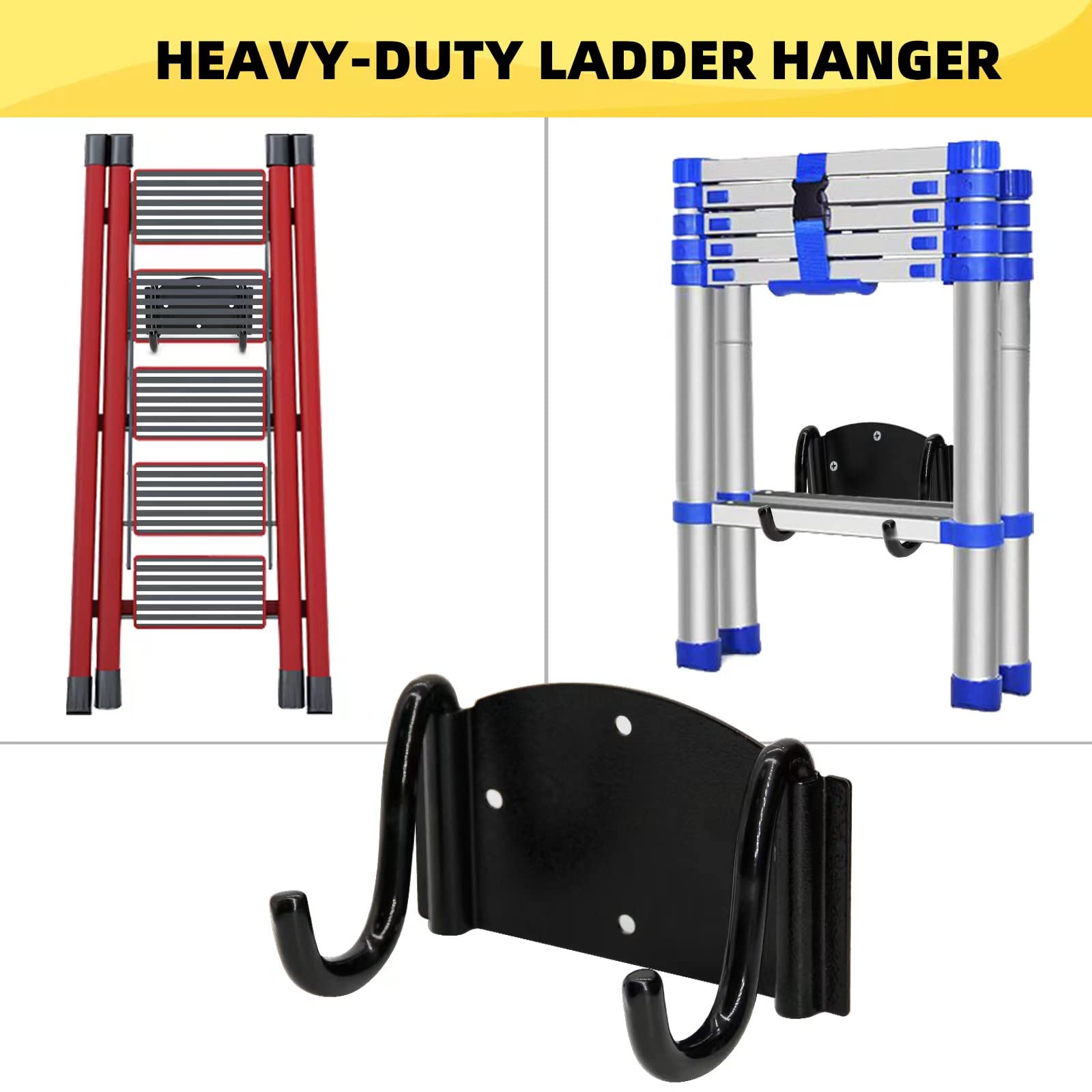 Snapklik.com : 2 PCS Ladder Hangers For Garage Wall,Heavy Duty Ladder ...
