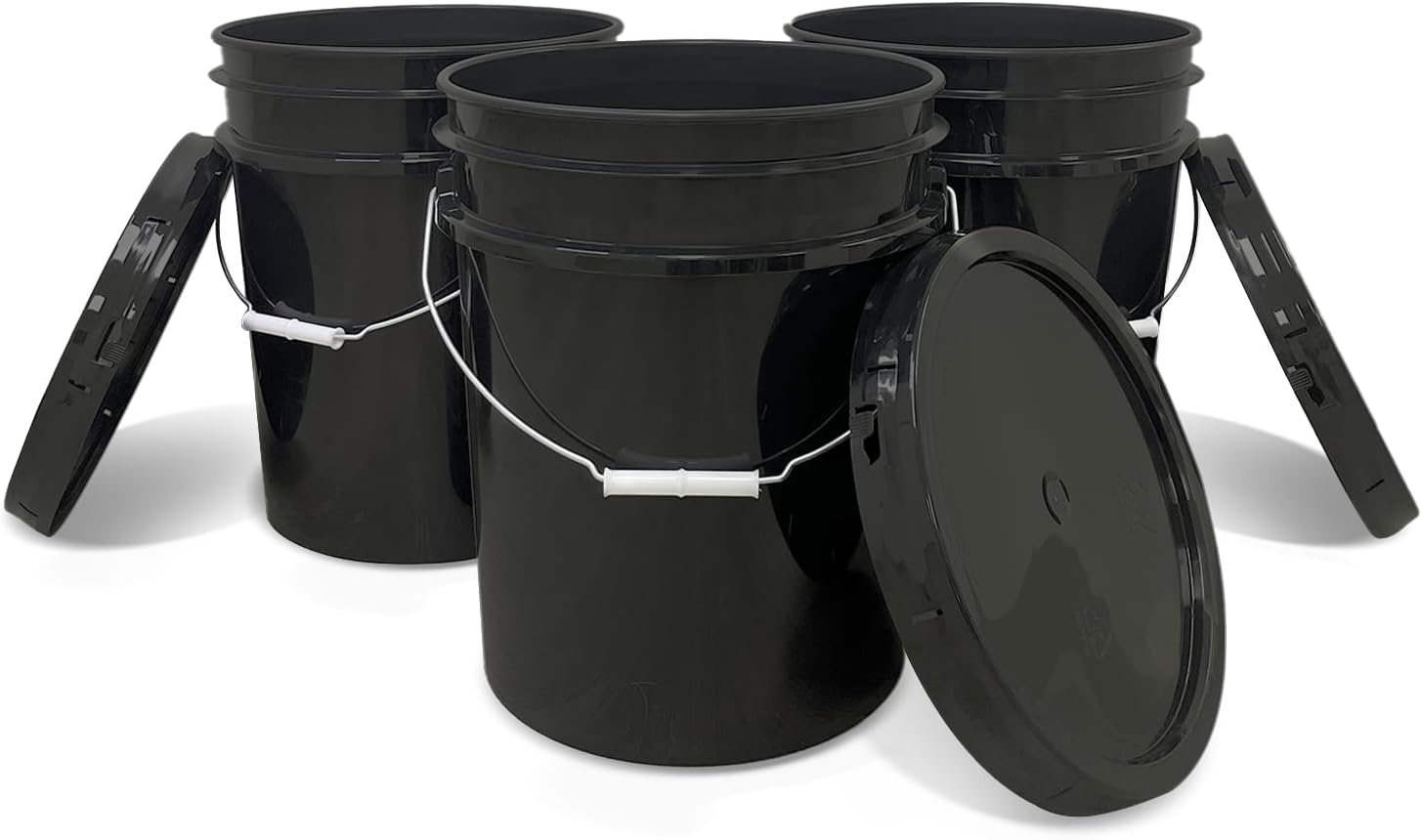 Amazon.com: Black Rectangular Bucket 5.3-Gallon Bucket with Black Snap ...