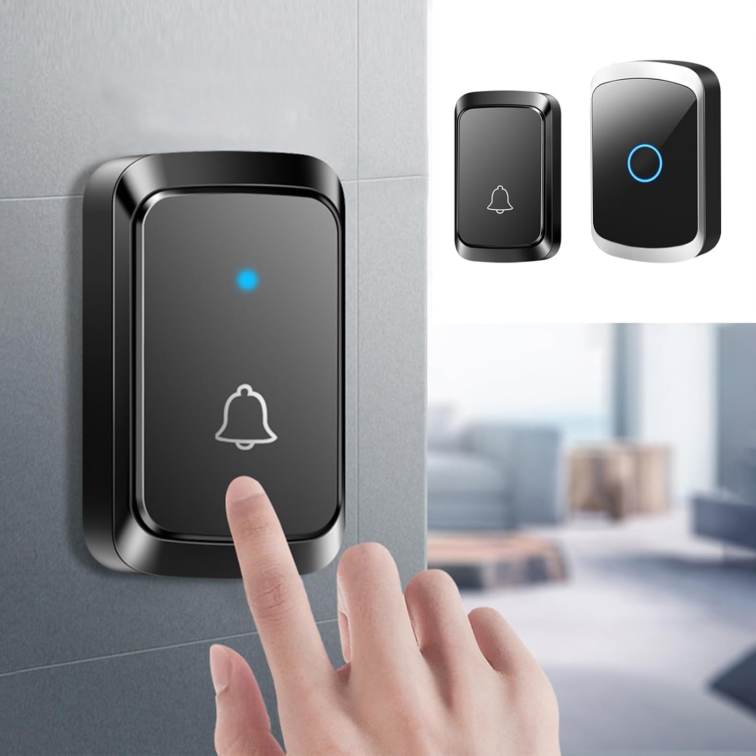 JASKFLY Wireless Doorbell, Upgraded Waterproof Mini Door Bell Kit ...