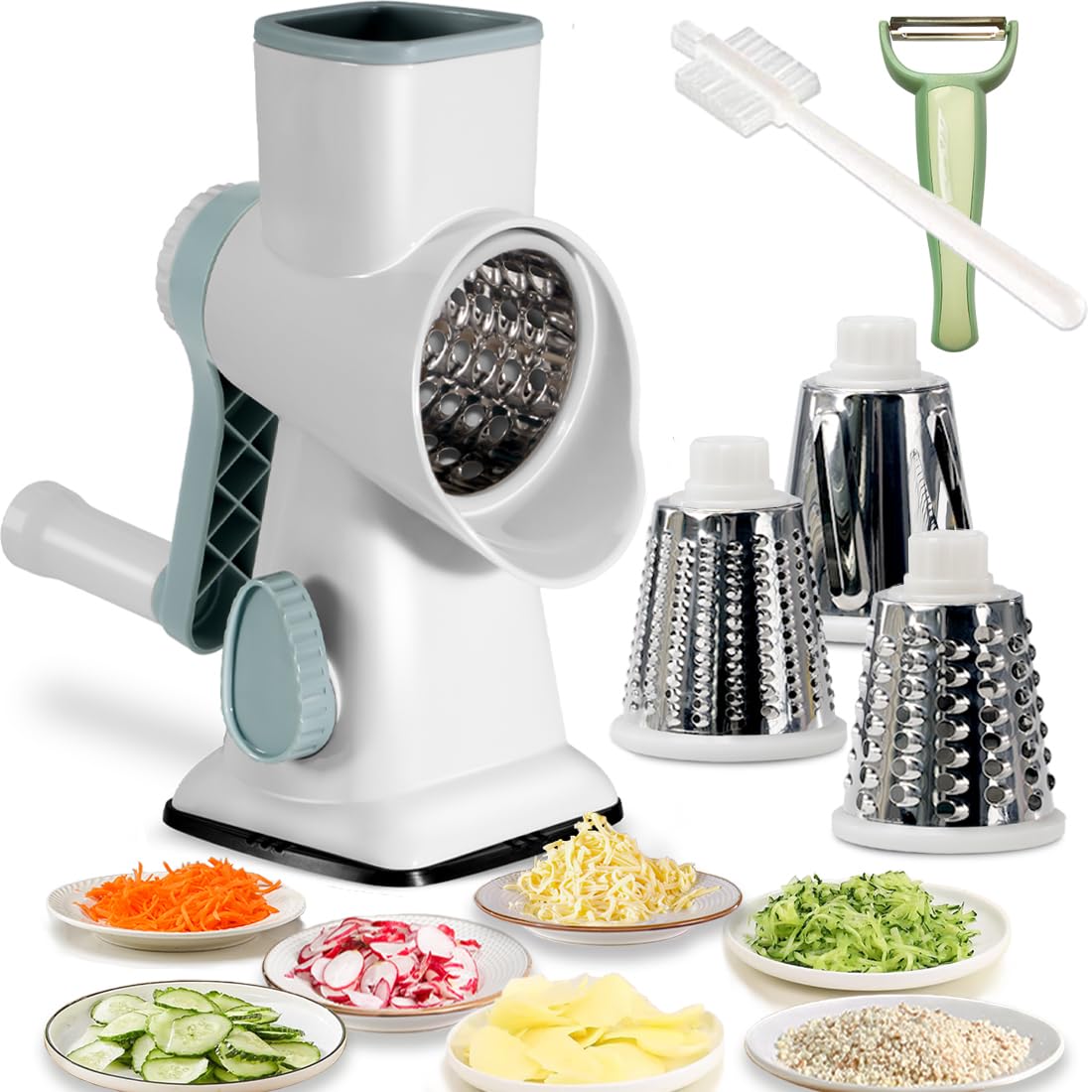 Amazon.com: Rotary Cheese Grater Shredder with Handle Handheld Round ...