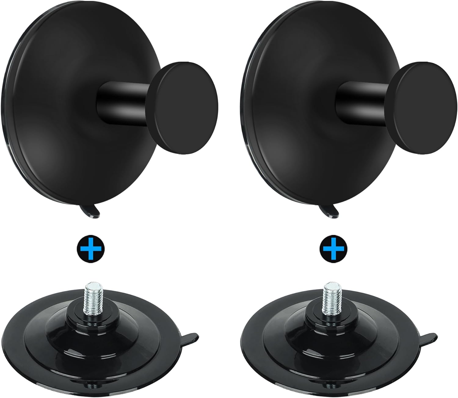 SAYAYO 2PCS Black Suction Cup Hooks Vacuum Sucker Door Hooks Wall ...