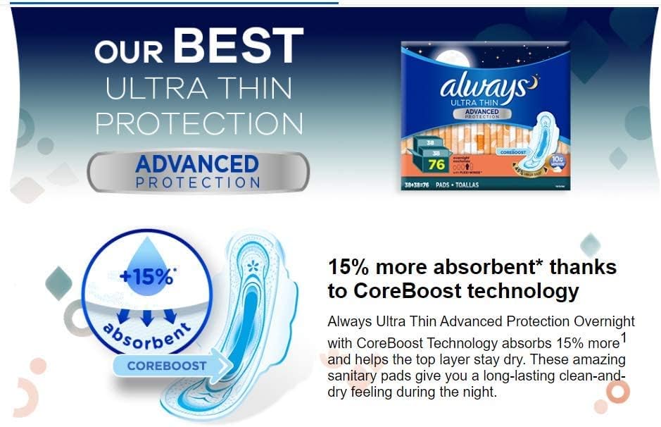 Always Ultra Panty Liners Thin Advanced with Flexi Wings with Coreboost ...