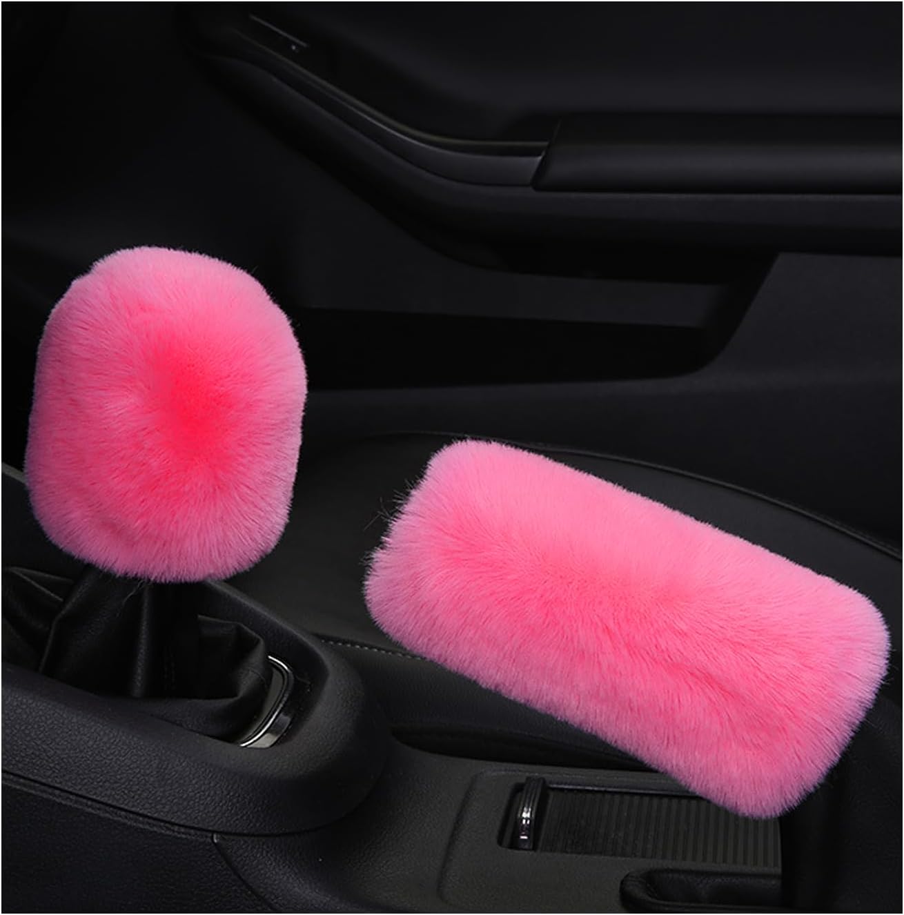 Amazon.com: BESULEN 2PCS Fluffy Car Gear Shift Cover & Handbrake Cover ...