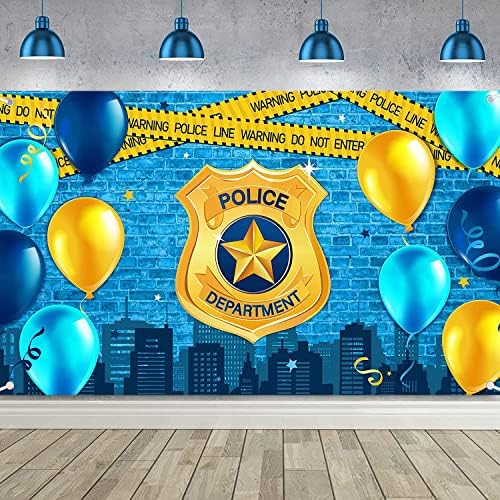 Amazon.com : Police Backdrop Police Theme Happy Birthday Party ...