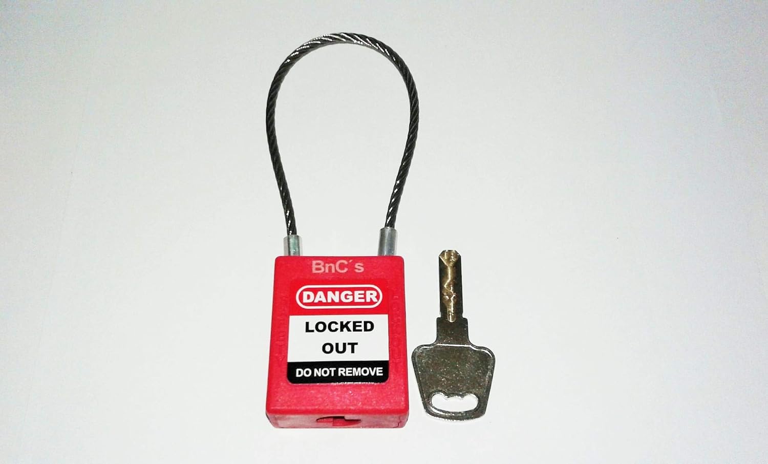 BnC Cable Padlock Lockout Tagout Red 3.2mm Shackle Diameter Steel ...