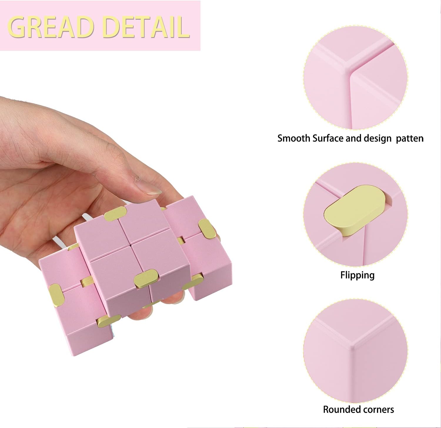 Funxim Infinity Cube Pink Fidget Cube Toy Fidget Finger Toy Stress And Anxiety Relief Killing