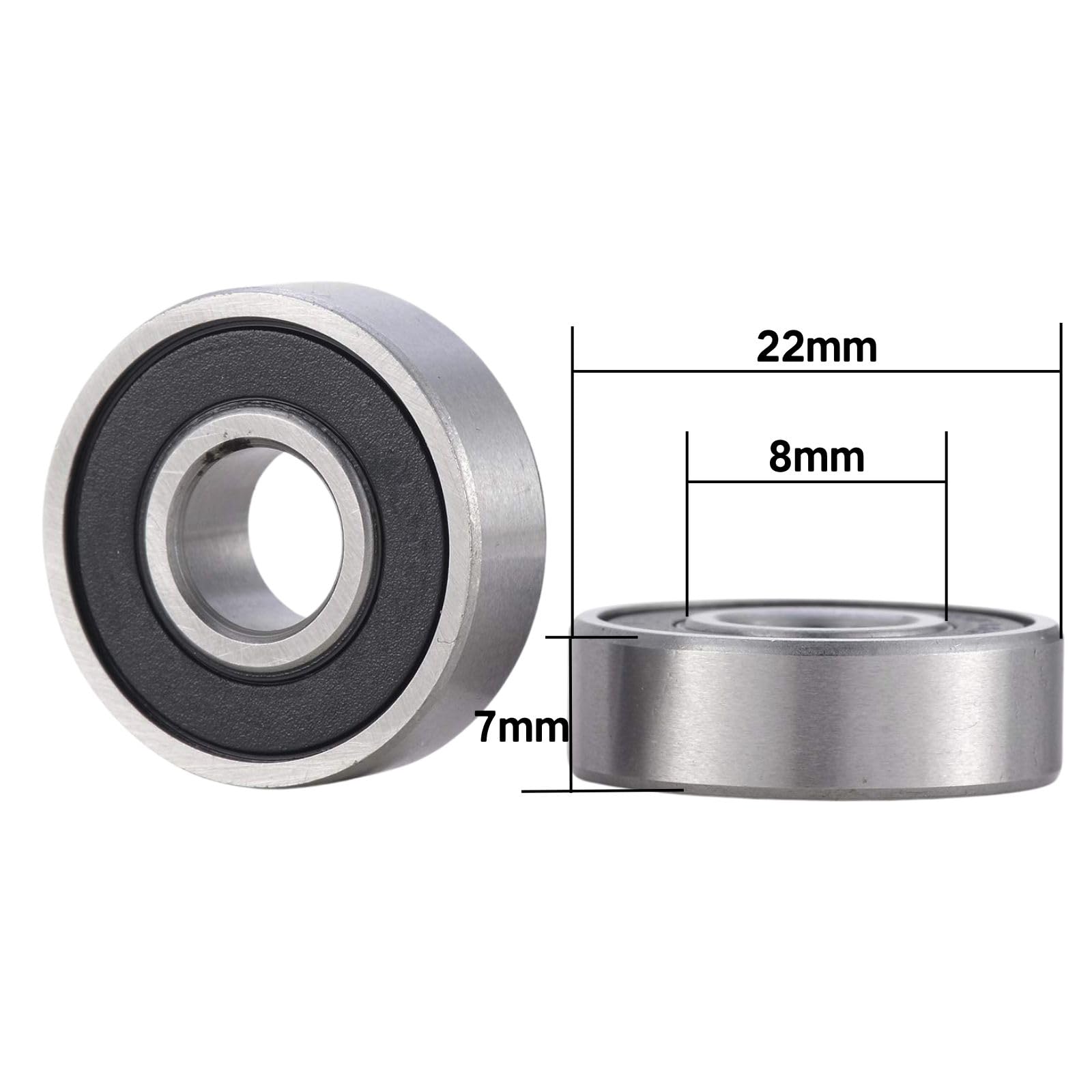 Snapklik.com : 100 Pack 608 2RS Bearings, 8x22x7mm RS Ball Bearing ...
