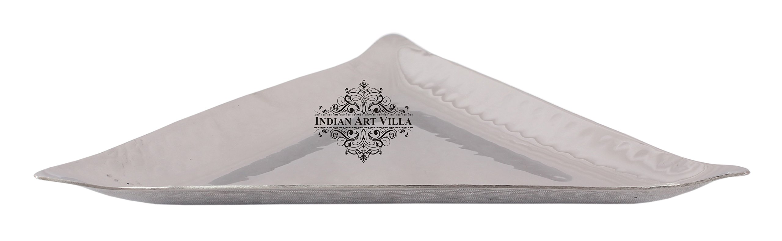 Buy INDIAN ART VILLA Steel Triangular Platter Tray|Hammered Design ...